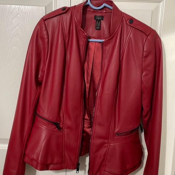 G.I.L.I. | Jackets & Coats | Gili Red Ruffle Leather Jacket | Poshmark